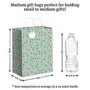 Cute Assorted Birthday Gift Bags - Set of 4 - 10" Medium Size Gift Bags With Handles & Name Tags - Floral, Striped, and Confetti Everyday Gift Bags - Pink & Green Gift Bags For Women. Perfect for Easter, Mothers Day, Birthdays, Baby Showers, Bridal Shower