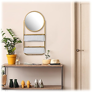 South Street Loft Iron Storage Rack with Mirror (Gold)