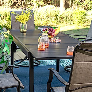 PHI VILLA 7 Piece Patio Dining Set, Outdoor Table Chairs Set with 6 High Back Swivel Dining Chairs and Extendable Metal Patio Table for 6-8 Person, Outdoor Furniture Dining Set for Lawn Garden