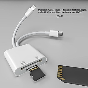 [Apple MFi Certified] iPhone Card Reader, Lightning and USB-C SD/TF Card Camera Adapter Multi-Card Reader with Dual Slot, Plug and Play Compatible with iOS and Android, for iPhone iPad, MacBook, iMac