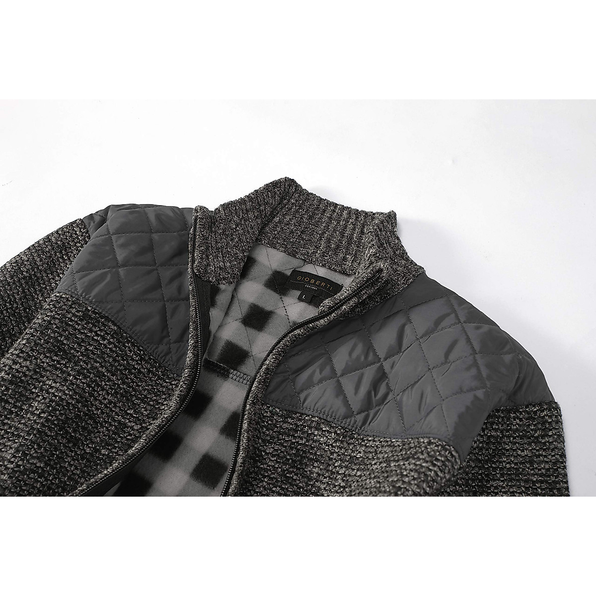 Gioberti Boy's Knitted Full Zip Cardigan Sweater with Soft Brushed Flannel Lining, Melange Charcoal, Size 12