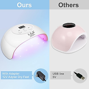 LKE UV LED Nail Lamp UV Light for Gel Nails 72W Nail Dryer Professional UV Nail Light Gel Nail Polish Fast Curing Lamp 3 Timer Auto Sensor Salon Home Manicure Tools
