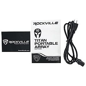 Rockville Titan Portable Array Battery Powered PA DJ Speaker System w/Subwoofer, Black