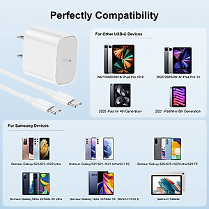 for iPhone 16 15 Charger /6ft Type C to C Cable Cord Long, USB C Fast Charging Block for Apple iPhone 16 Pro Max/15 Pro Max/15 Plus, iPad 12.9/11 inch/Air/Mini/3/4th,Wall Plug Power Adapter Cube Brick