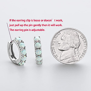 Sterling Silver Opal Hoop Earrings for Women, 14K Gold Plated Hypoallergenic Round Cut Earrings, Birthstone Birthday Gift Fine Jewelry for Her Mothers Day