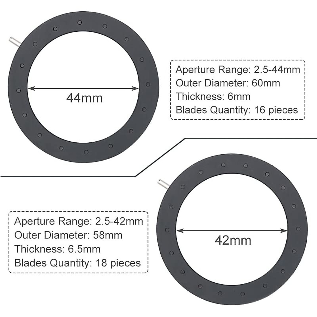 Handheld Digital Microscope Accessories 1 Piece Enlarge 2.5-42mm/44mm Aperture Diameter Zoom Iris Diaphragm Aperture Condenser for Microscope Camera Lens Optical Instrument Microscope Accessories (Si