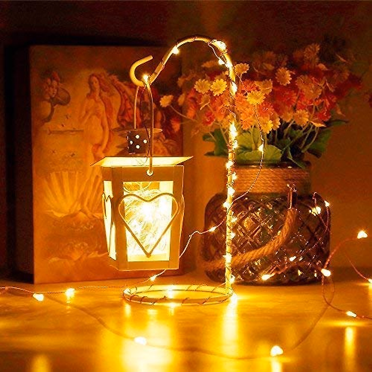 buways Fairy Lights,2-Pack Battery Operated Waterproof Warm White 50 LED Fairy String Lights,16.4ft Copper Wire Light with Remote Control for Christmas Parties,Garden and Home Decoration