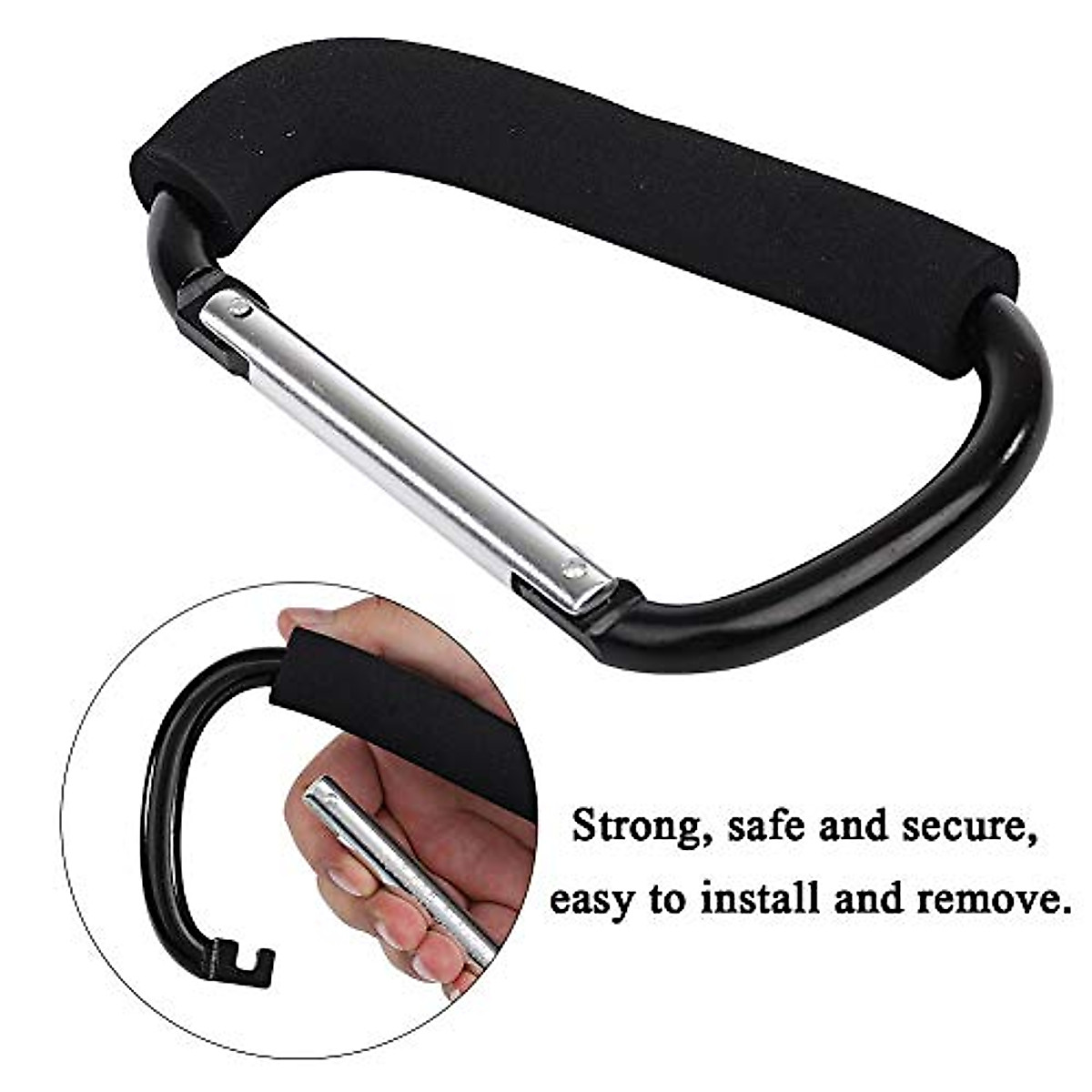 Black Baby Stroller Hooks Multi-Purpose Infant Pushchair gy Clips for Diaper Shopping Bags Clothing Toys(16 * 10CM)