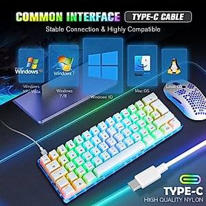 MAGIC-REFINER MK21 60% Mechanical Keyboard,Hot Swappable Outemu Red Switch,19 RGB Backlit Wired Compact Gaming Keyboard with Pudding Keycaps,Driver/Software Supports for PC Xbox one PS4 PS5