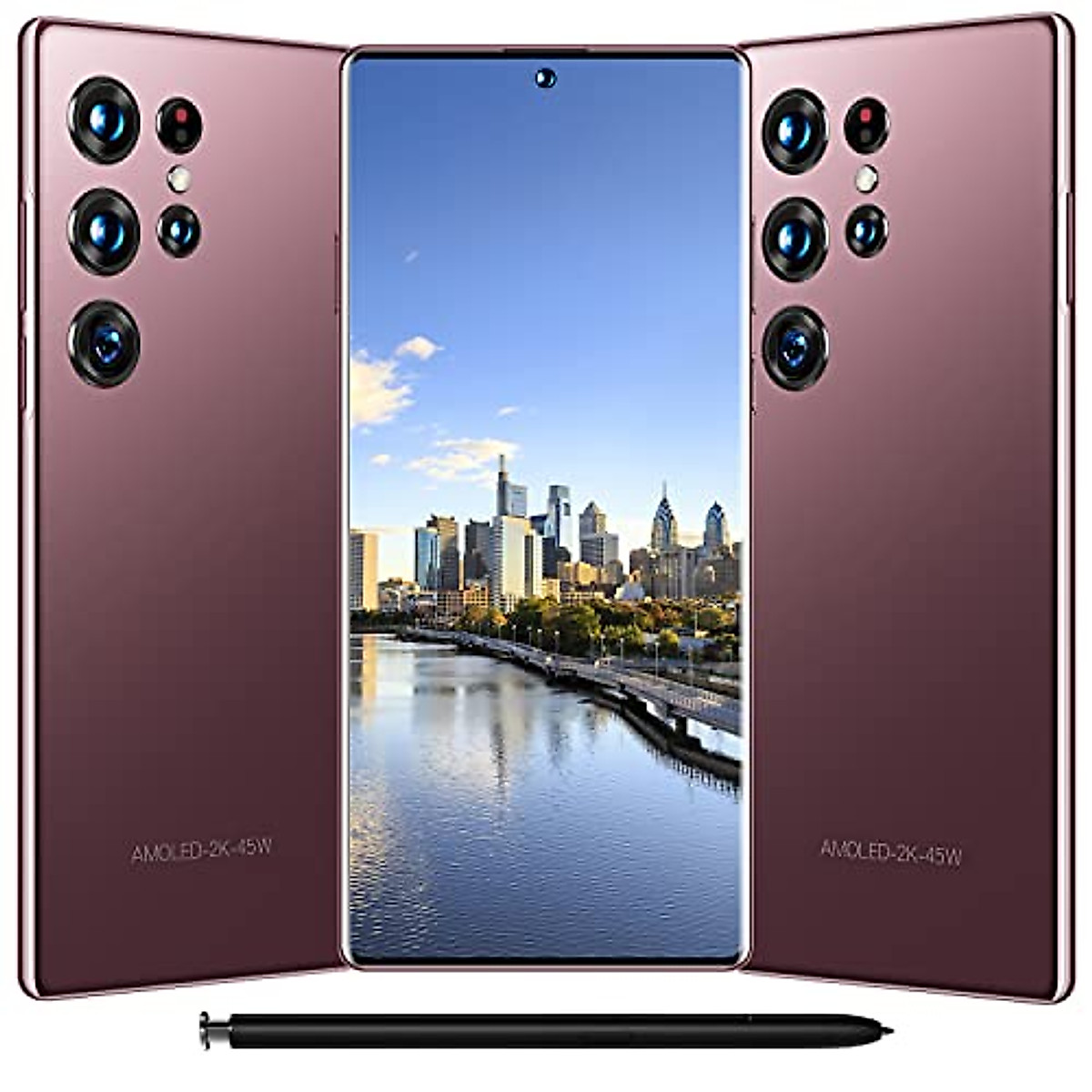 ExAchat G22+ Ultra 5G Smartphone - Unlocked Cell Phone - Sleek Design with Built-in Computer, Qualcomm 888 Chip, 7.3-inch HD+ Screen, Face Recognition, and Powerful Cameras (Rose Gold)