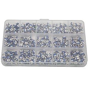 300Pcs 15 Value 100 ohm- 2M ohm Trimpot Variable Resistor 6mm Potentiometer Assortment Kit