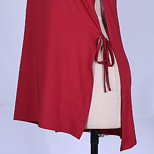 XAKALAKA Women Plus Size Lace Babydoll Lingerie Side Slit Strappy Chemise Sleepwear Wine XL