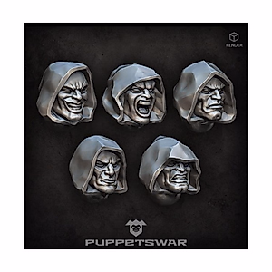 Puppetswar Green Stuff World for Models & Miniatures Hooded Heads S208