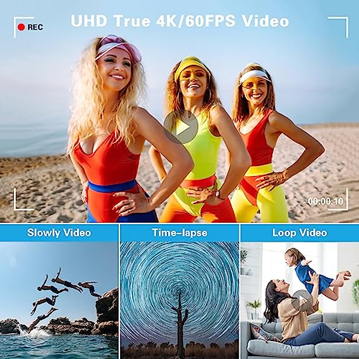 Digital Camera 4K,Vmotal UHD 64MP Photo 4K Video 60FPS,Dual Screens 2.8”+2.4”/16x Zoom/Time-Lapse/Slow-Motion/Autofocus/Manual Focus, with WiFi, Vlogging Camera for YouTube