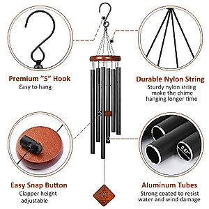 Wind Chimes for Outside,Memorial Wind Chimes for Loss of Loved One,Sympathy Wind Chimes for Loss of Mother,Windchimes Outdoors Clearance,Windchimes in Memory of a Loved One,Black