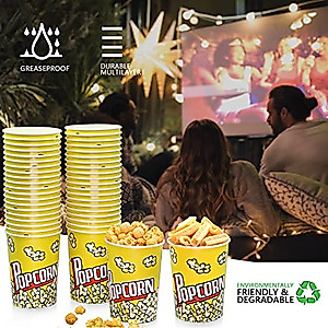 46 Oz Popcorn Cups (40 Pack) Grease Resistant Popcorn Buckets Small Popcorn Bowl Popcorn Holders for Family Movie Night, Theme Party, Thanksgiving, Christmas, Birthday Party