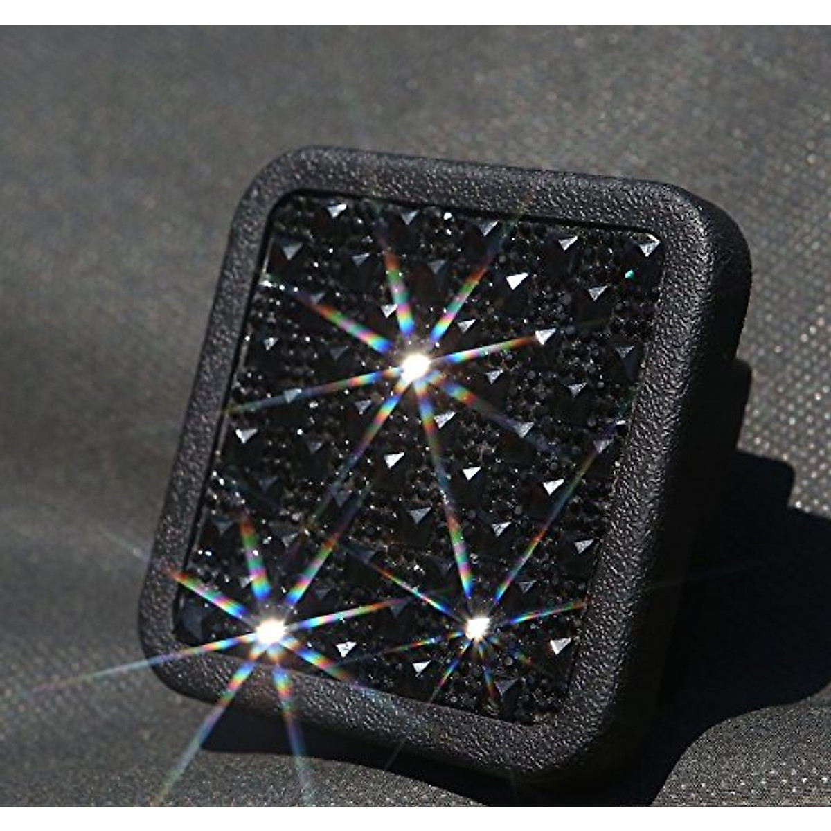 Diamond Crystal Bling Rhinestone Trailer Hitch Cover tube Insert Fits 2" Receivers (Fits 2" Receivers, Black)