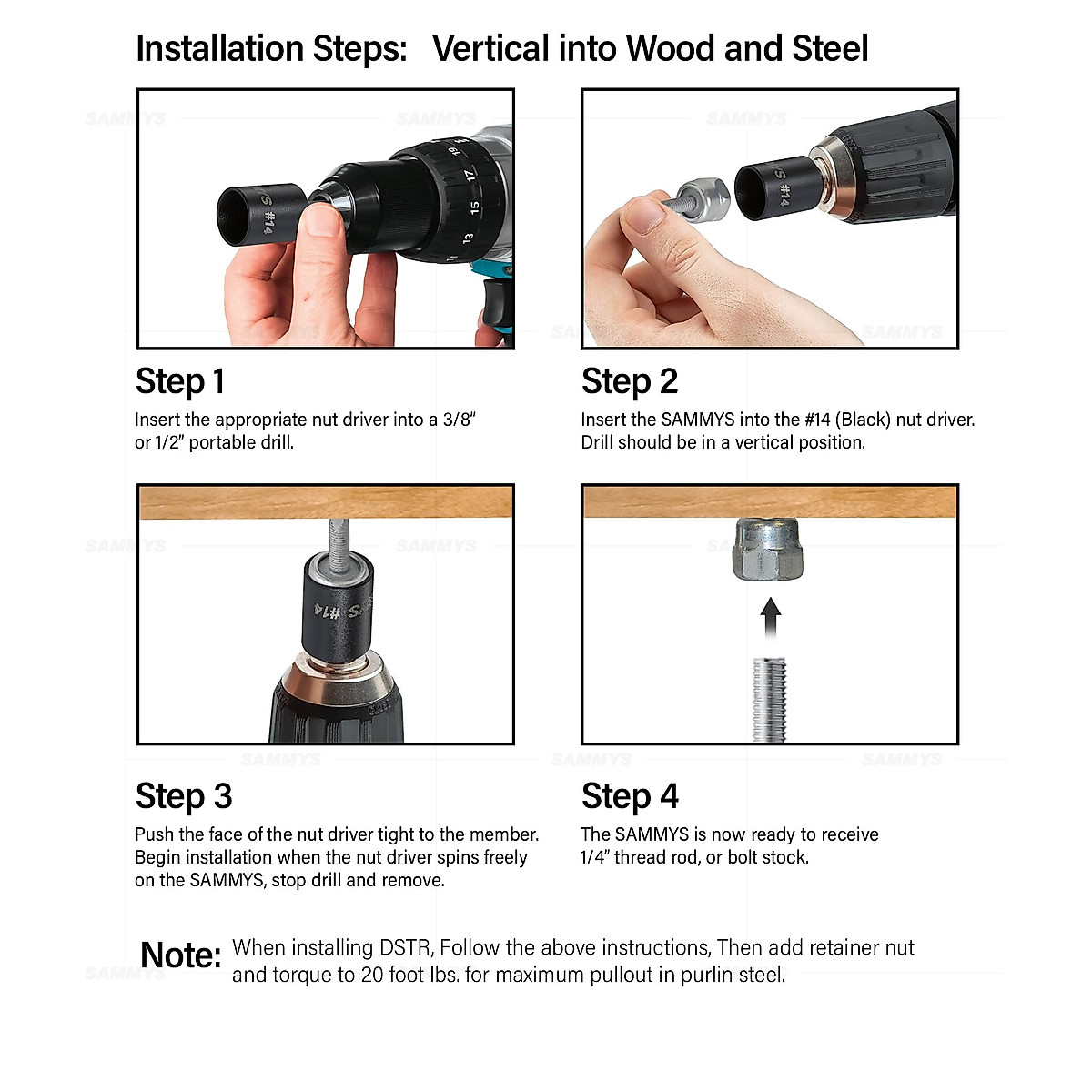 Everflow Sammys 8037957-25 DSTR 1-1/2 3/8 Inch Screw Vertical Threaded Rod Anchor Designed for Steel Structure, Steel, Electro-Zinc, Corrosion Resistance, 12-24 x 1-1/2 Inch Screw Length (pack of 25)