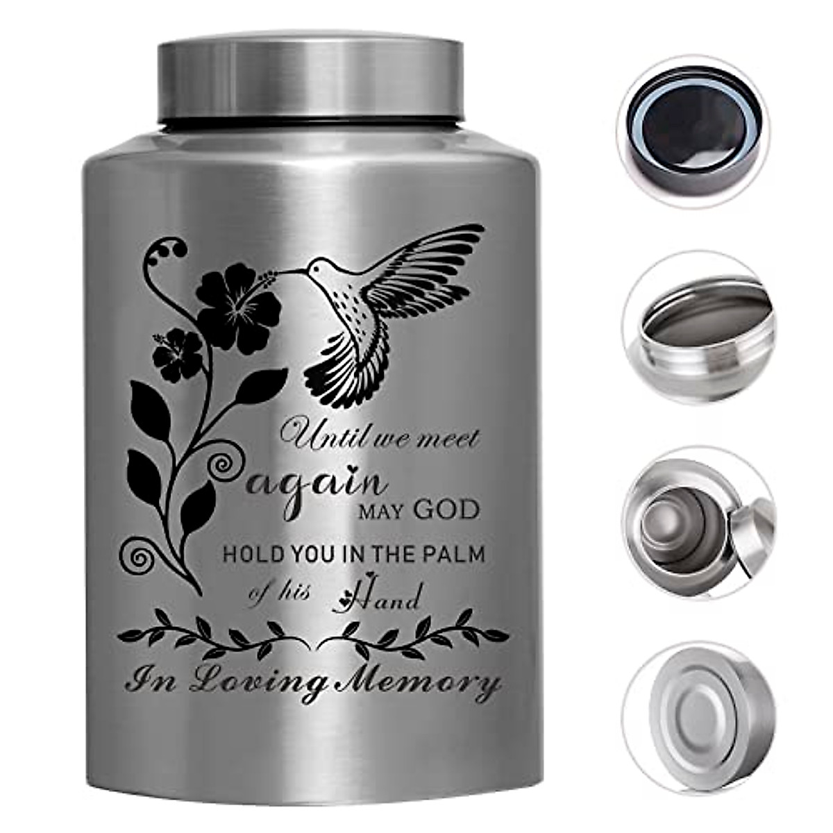 Cremation Urn for Ashes Large Urn for Human Ashes Memory Decorative Funeral Burial Urn Keepsake for Male Female Ashes with Velvet Bag up to 220 lbs Hummingbird Tree of Life Stainless Steel