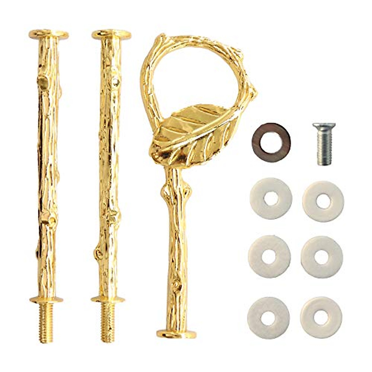 Happy Will 3 Tier 14" Heavy Metal Cake Stand Holder Fruit Plate Stand Fitting Hardware Rod with Stylus (Golden_Leaves)