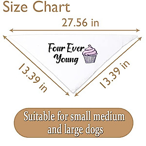JXGZSO 1 Piece Four Ever Young Fourth Birthday Cupcake Dog Bandana Birthday G Birthday Boy Dog Bandana (Four Ever Young D)