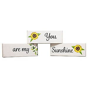 JennyGems You Are My Sunshine Decor Sign, Sunflower Decorations, Tabletop, Mantel and Centerpiece Modern Farmhouse Accents, Made in USA