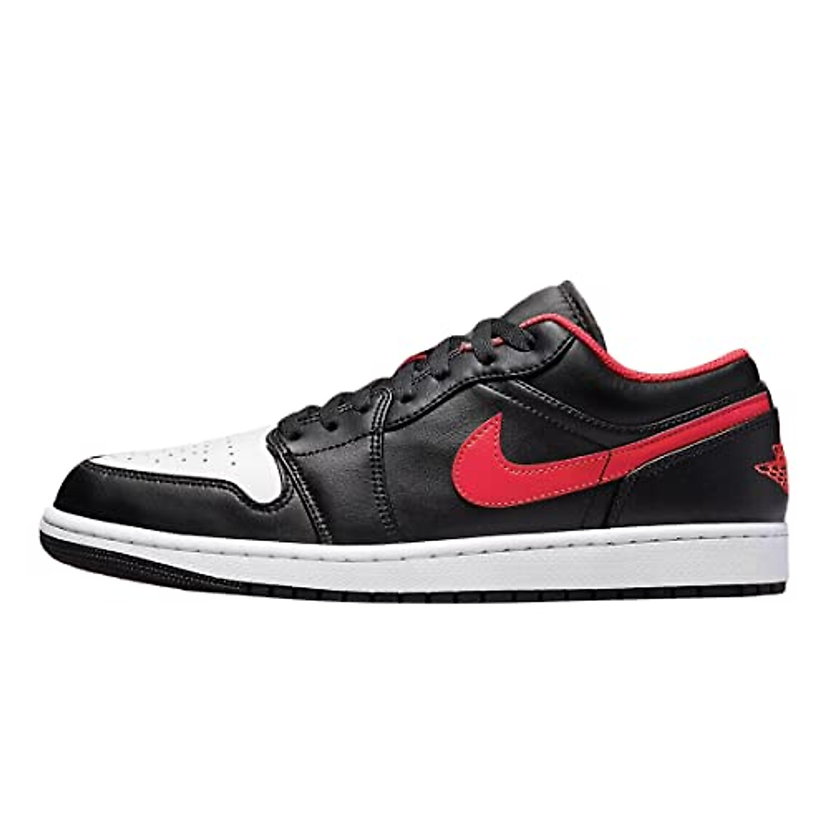 Jordan Men's Air Jordan 1 Low Sneaker, Black/Fire Red-white, 10.5