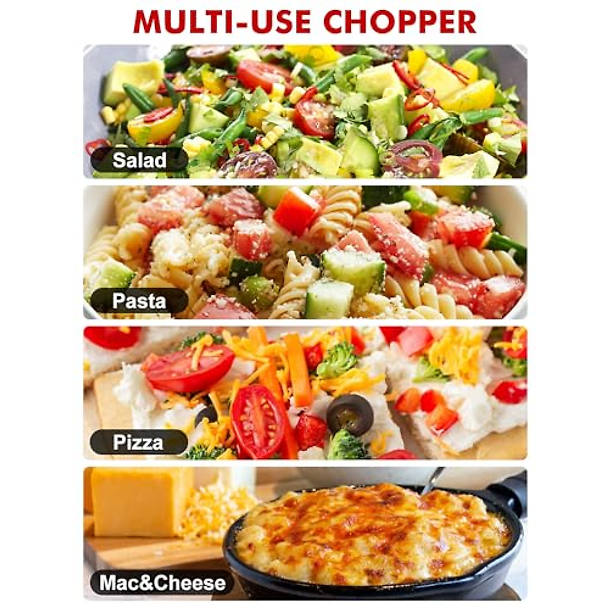 Geedel Vegetable Chopper, Onion Chopper Pro Food Chopper, Kitchen Vegetable Slicer Dicer Cutter Grater, Veggie Chopper with container for Salad Onion Potato Carrot (4 in 1, Red)