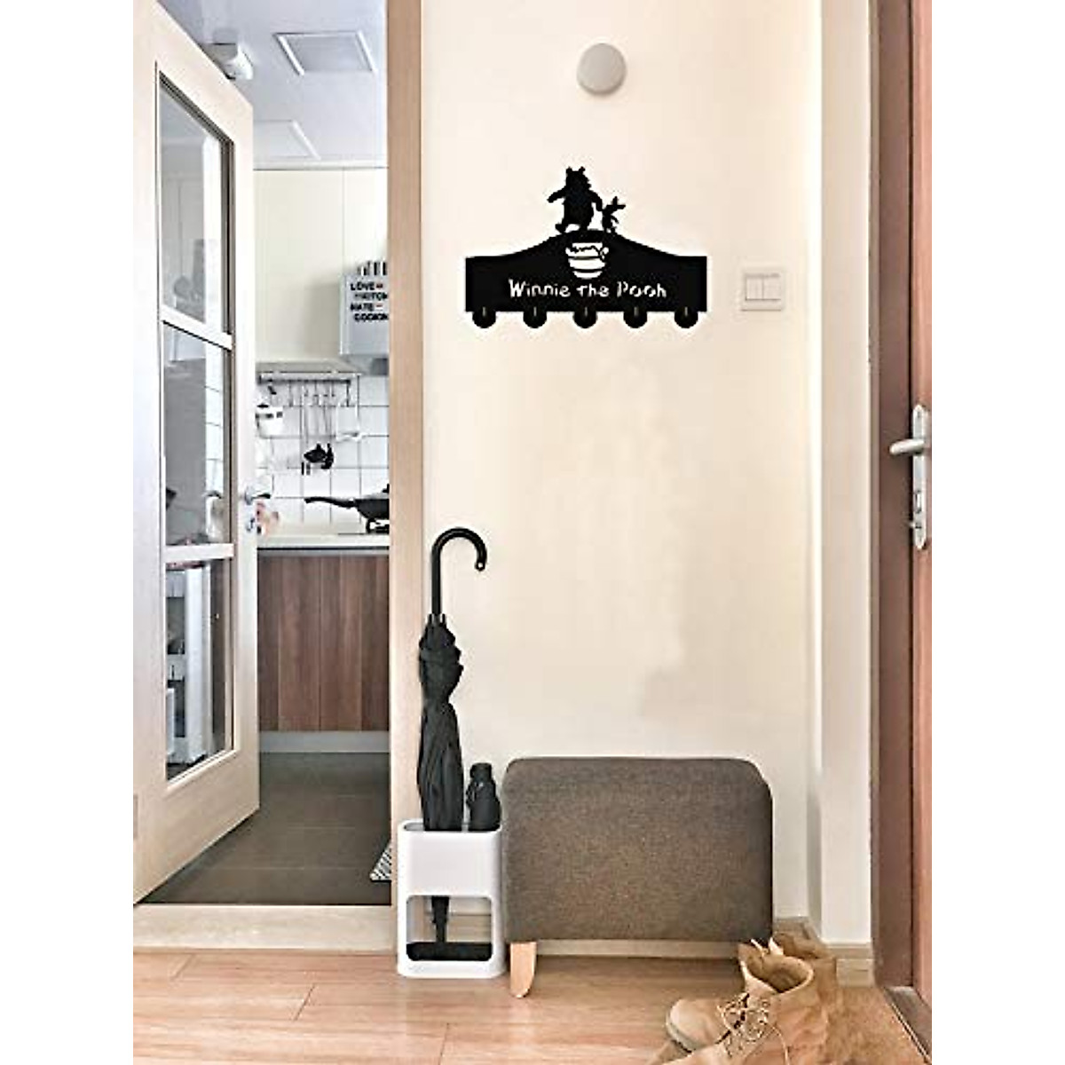 YSdesign Winnie The Pooh Key Hooks-Disney Wall Hooks Heavy Duty 22LB(Max),Wall Décor,Wood Coat Hooks, Key Holder,Key Hanger for Wall、Entryway and Kitchen