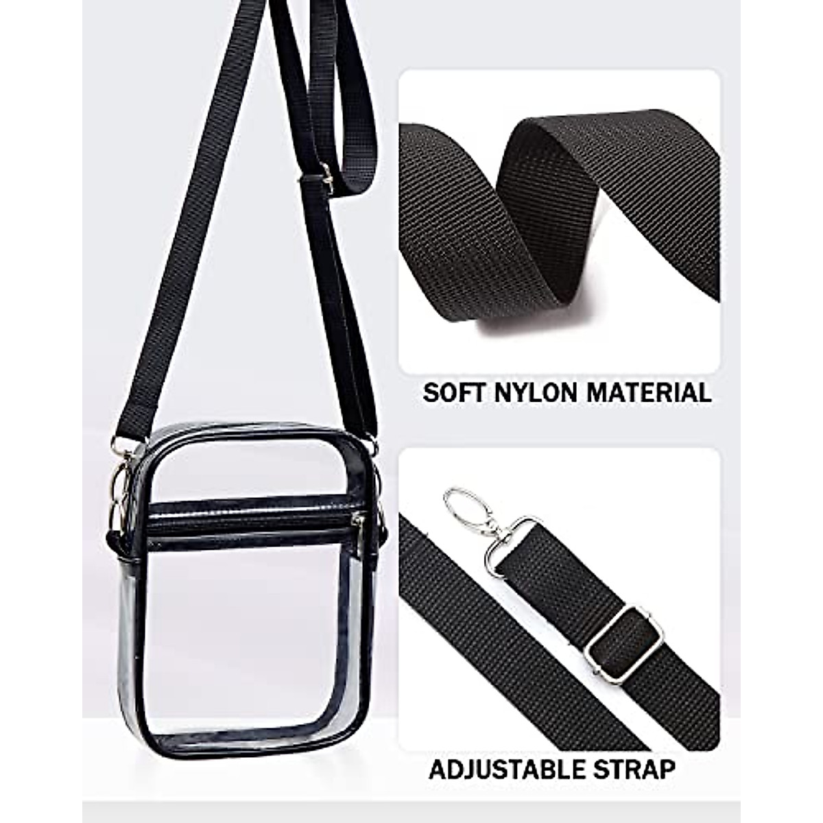 clear bag for stadium events - Clear Crossbody Purse Bag, with Adjustable Shoulder Strap for Women, Men(black)