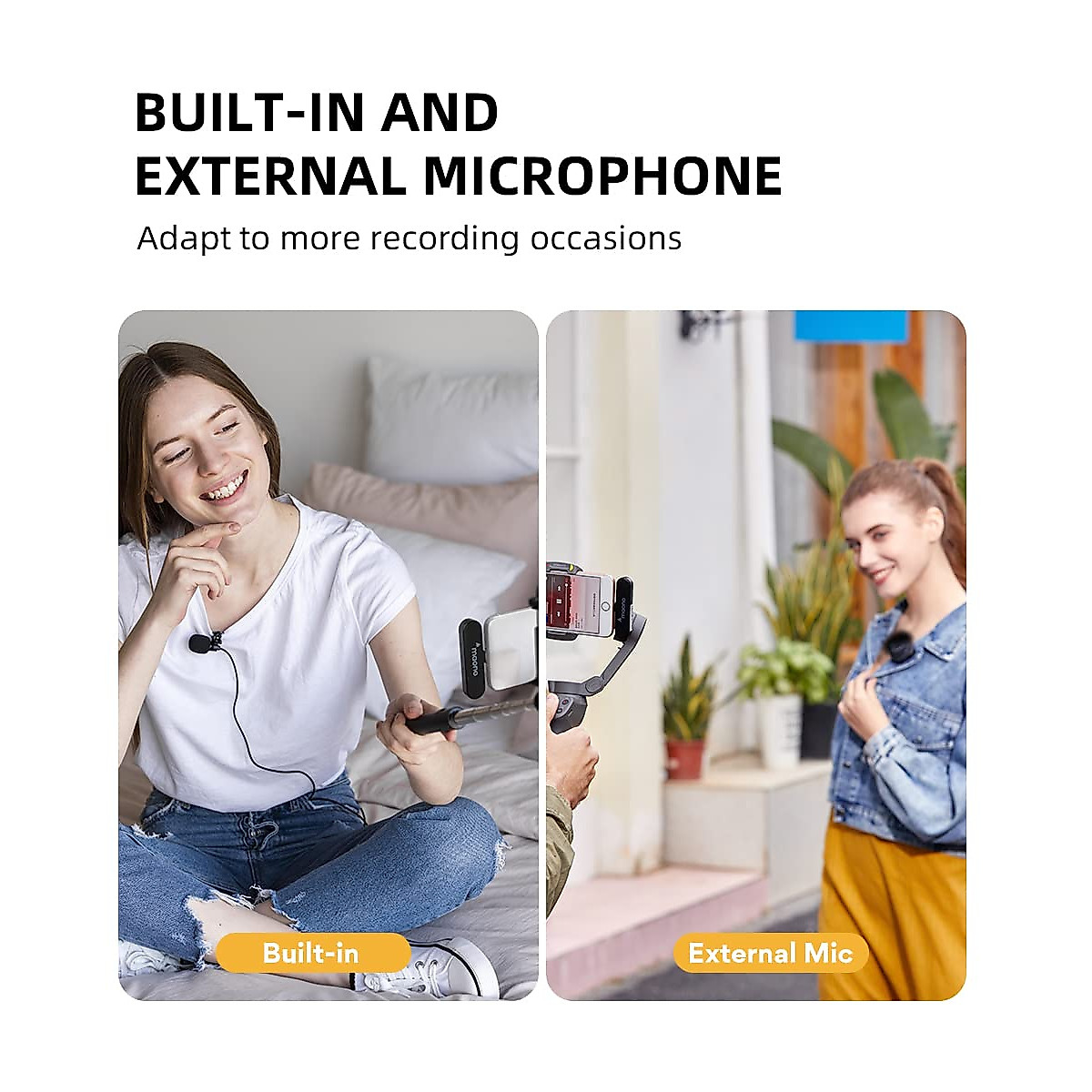 MAONO Ultra-Compact Wireless Lavalier Microphone with MFi Certified for iPhone, iPad, 2.4GHz Dual Lapel Mics with Pro Audio Chip and Mute for TikTok, Interview, Vlogging, Live Streaming(WM820 B2)