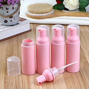 35 pcs 2oz (60ml) Foam Soap Dispensers Mini Plastic Refillable Travel Bottles with Pump for Hand Sanitizer Lash Shampoo Castile Liquid Pink