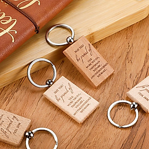 Unittype 30 Pcs Inspirational Gifts Wodden Keychains Bulk Employee Appreciation Gift for Tanksgiving Christmas Volunteer Staff(Rectangle Employee Style)