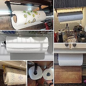 Paper Towel Holder Under Cabinet, Ayybboo Wall Mount Paper Towel Holder, for Kitchen or Bathroom Self-Adhesive or Drill Mounting Paper Roll Holder 13.8in(Black)