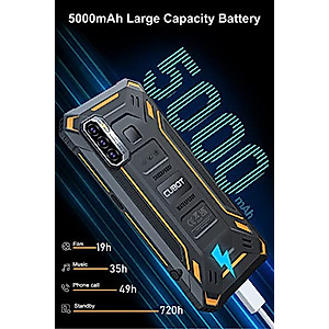 CUBOT Rugged Smartphone, King Kong Rugged Cell Phone, 4GB+64GB, 48MP Camera, Android 11 Phone, 6.1” HD+ Screen, 5000mAh Battery, 4G Dual SIM Phones, IP68 Waterproof Cell Phone, Face ID, Orange