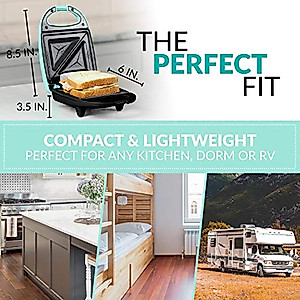 Nostalgia MyMini Personal Sandwich Maker, Nonstick Panini Press, Pizza Pockets, Quesadillas, Mint Green