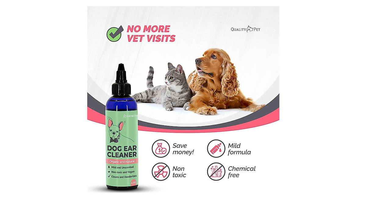 QualityPet Organic Dog Ear Cleaner Solution for Healthy Ears