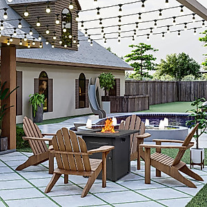 SEALAMB Outdoor 28" Square Fire Pit Table, Propane Fire Pit Table with Lid & Glass Wind Guard, CSA-Certified, 50000 BTU Gas Firepit for Outside Paito & Garden