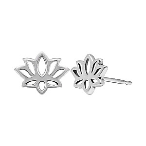 Boma Jewelry Sterling Silver Lotus Blossom Flower Stud Earrings