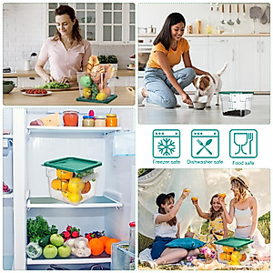 Lallisa 8 Pack 6 Qt Commercial Food Storage Containers with Lids Square Food Storage Container Clear Cereal Storage Containers for Kitchen Freezer Pantry Restaurant Flour Sugar(Green Lids)