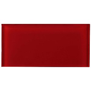 Ruby Red 3x6 Red Glass Wall Tile Mosaic Backsplash for Bathroom, Kitchen, Accent Decor, Fireplace (No Peel and Stick Tile) (Price per Square feet, 8 Pieces)