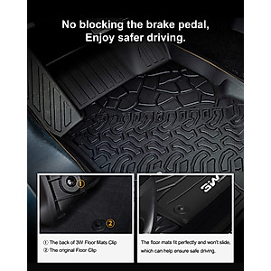 3W Floor Mats & Cargo Liner Fit for 2021-2024 Ford Bronco 4 Door, TPE All Weather Custom Fit Floor Liner 1st 2nd Row and Trunk Mat Full Set Car Mats, Black (Not for Bronco Sport & Rubberized Floor)
