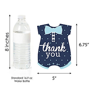 Big Dot of Happiness Hello Little One - Blue and Navy - Shaped Boy Baby Shower Thank You Note Cards with Envelopes - Set of 12