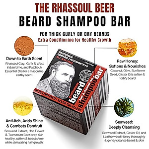 Professor Fuzzworthy’s Beard Shampoo Bar for Extra Soft Healthy Beard - Tames Beard with Beer & Rhassoul Clay - All Natural Ingredients - Australia, 4.2 oz