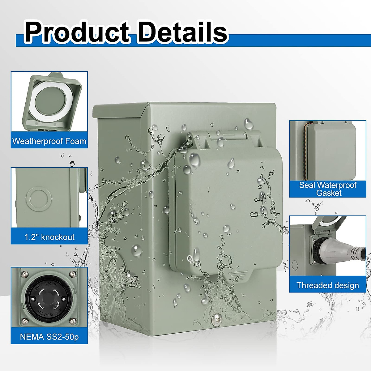BEBOBLY 30 Amp Generator Inlet Box with 15 Amp 125V Shore Power Inlet