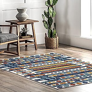nuLOOM Melissa Abstract Bohemian Indoor/Outdoor Area Rug, 8' 10" x 12', Blue