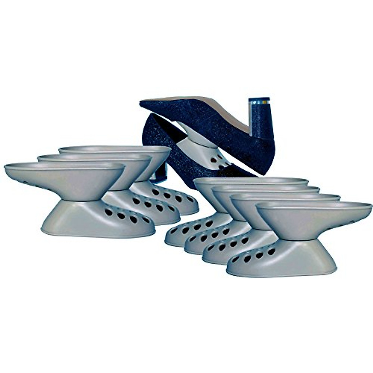 Lucore Home Shoe Stacker Space Saver Organizers for Small Sizes 2-6 - 8 Set Shoe Stack Holders Will Double Closet & Garage Shoe Rack Storage Space (Gray)