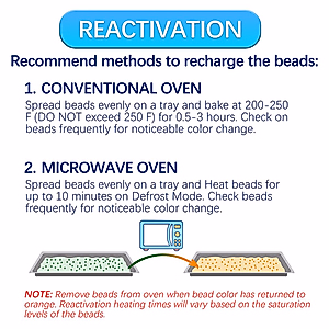 LotFancy 2.3 LBS Silica Gel Beads, Orange to Green Indicating Desiccant, Rechargeable Silica Beads for Electronic Drying, Cabinet Storage