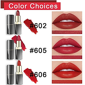 evpct 3Pcs Dark Light Bright Red Silky Velvet Matte Lipstick Pack Sets for Women,Ruby Red Long Lasting Smudge Proof Lip Stain Makeup Sets Kit 24 hours original