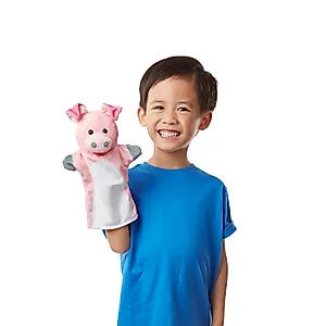 Melissa & Doug Barn Buddies Hand Puppets, Set of 6 (Cow, Sheep, Horse, Duck, Chicken, Pig) , Multicolor